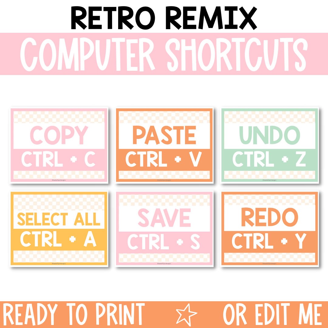 Keyboard Shortcut Posters, Computer Lab Posters, STEM Posters, Learning ...