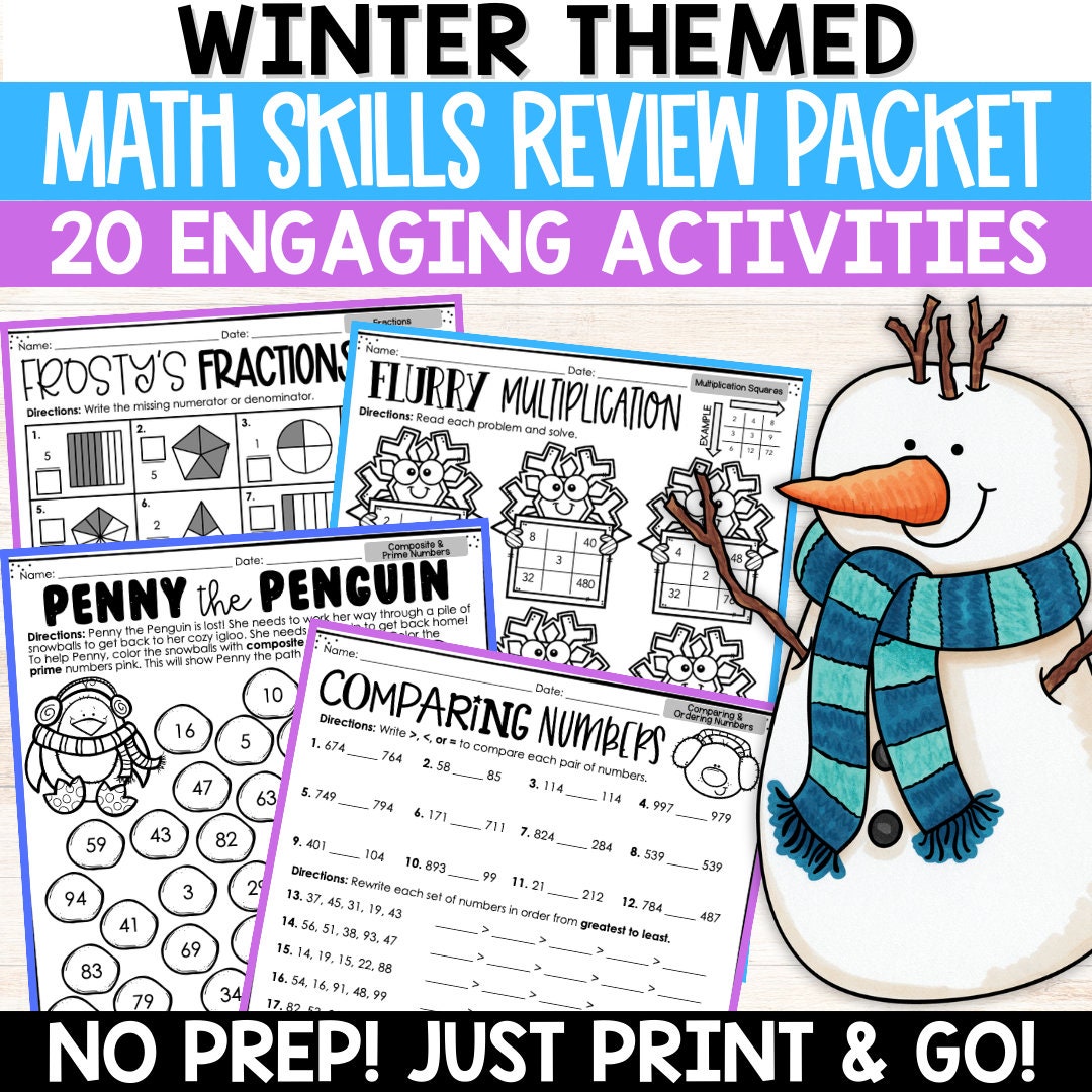 Winter Math Worksheets for 3rd Grade, NO PREP 3rd Grade Winter Math ...