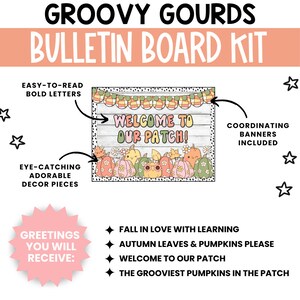 Groovy Fall Bulletin Board Decor, Retro Fall Bulletin Board, Fall ...
