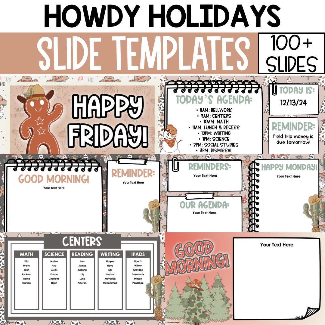 Western Christmas Slide Templates for Classroom, Disco Slides Templates ...