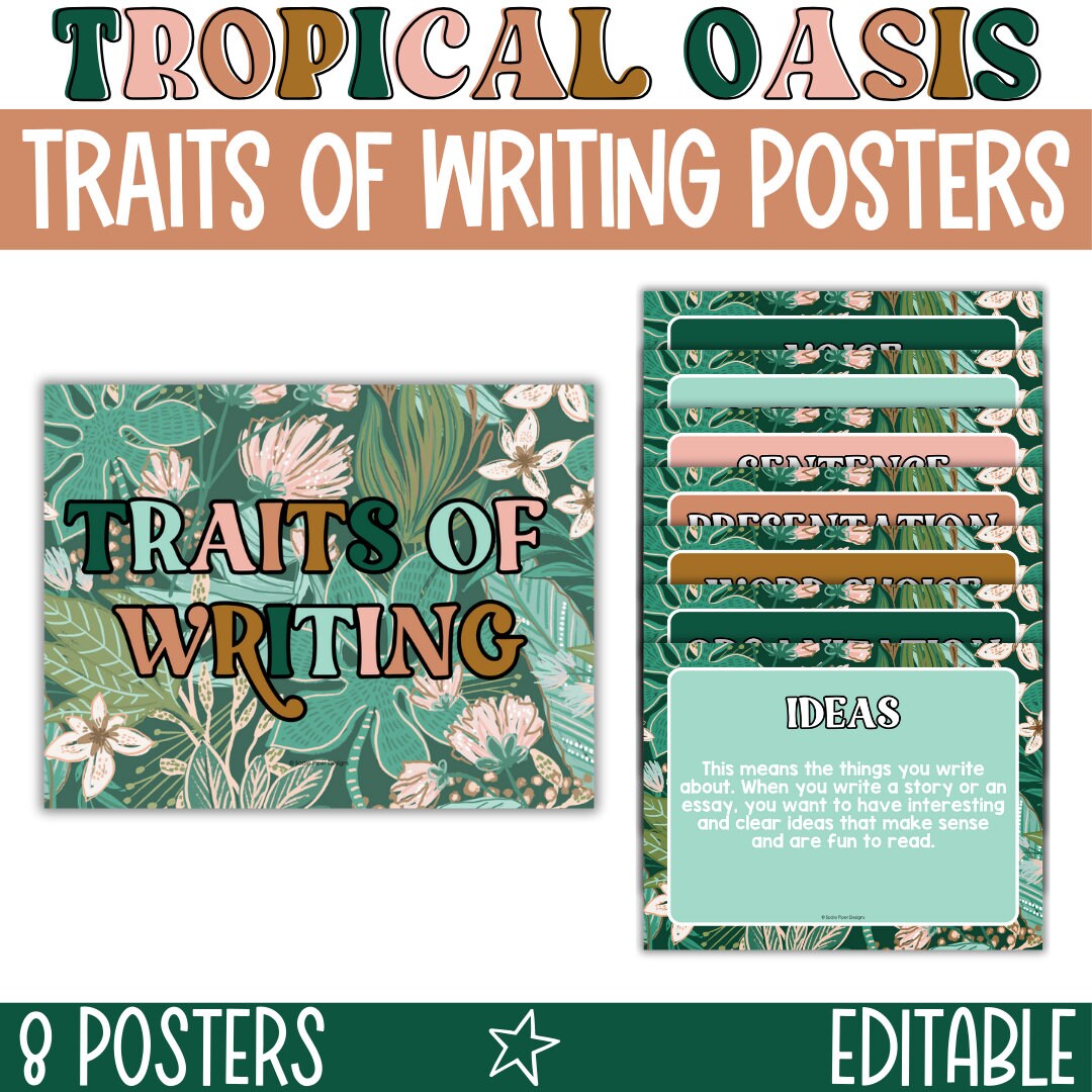 The Traits of Writing Posters, 6+1 Writing Traits, ELA Educational ...