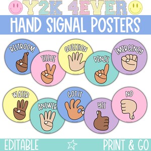 Editable Hand Signal Posters, Retro Hand Signal Posters, Bright Hand ...
