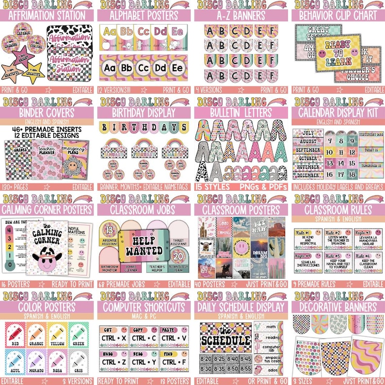 Retro Disco Cowgirl Classroom Decor MEGA Bundle, Pink Western Classroom ...
