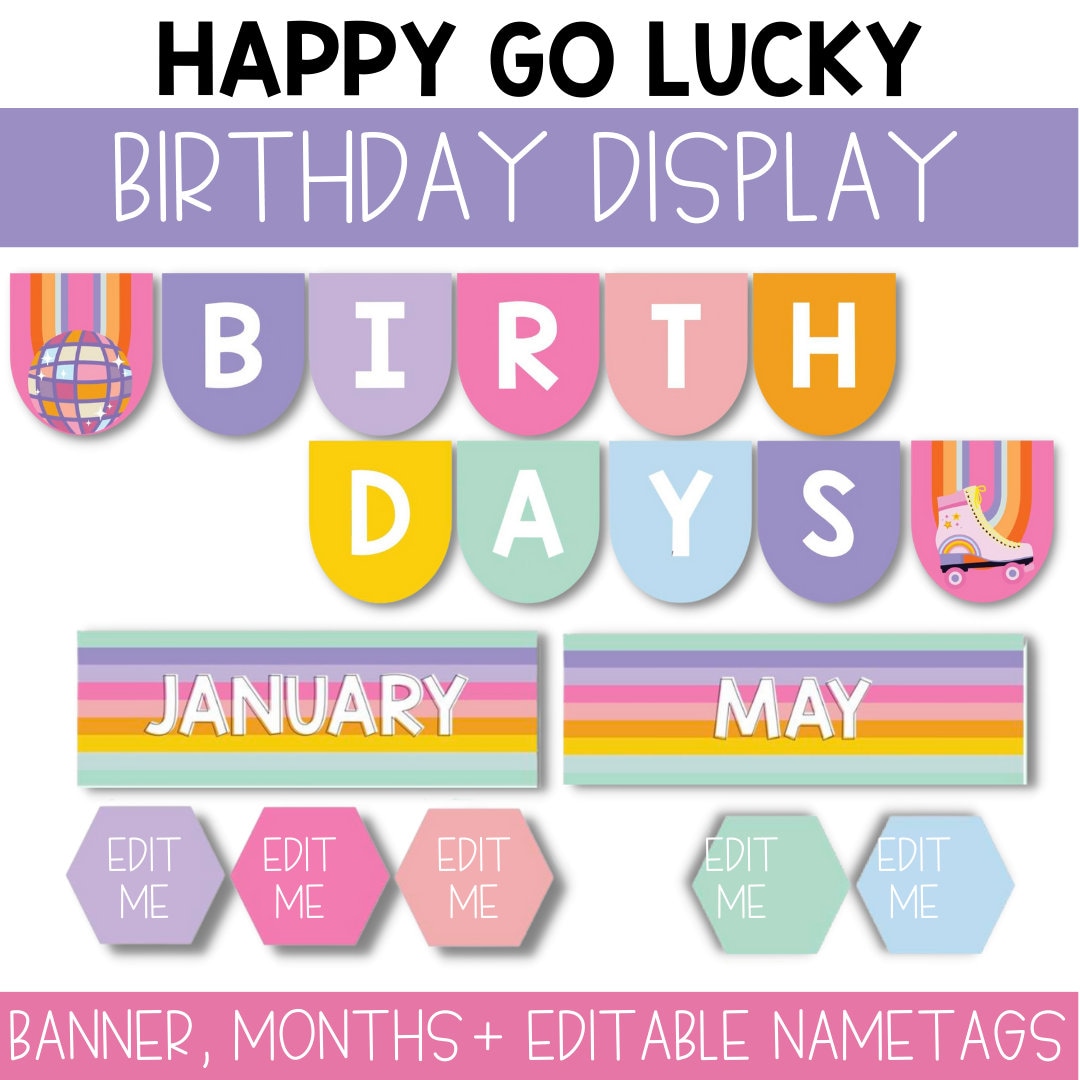 Birthday Display for Classroom, Bulletin Board Birthday Display ...