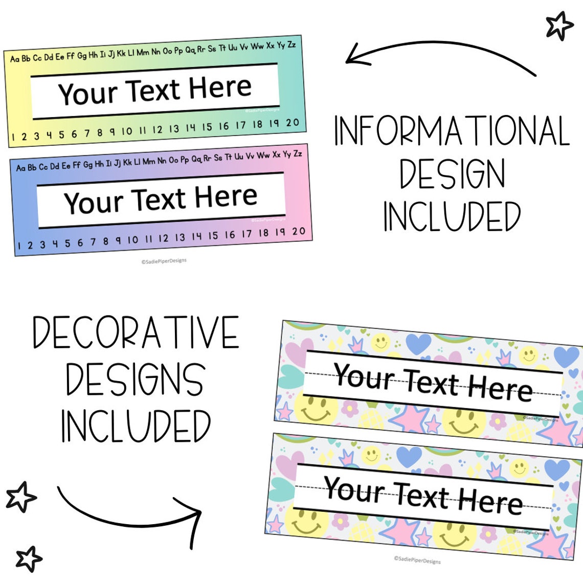 Editable Desk Name Tags for Students, Retro Desk Name Plates for ...