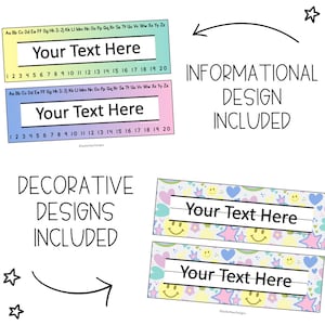 Editable Desk Name Tags for Students, Retro Desk Name Plates for ...
