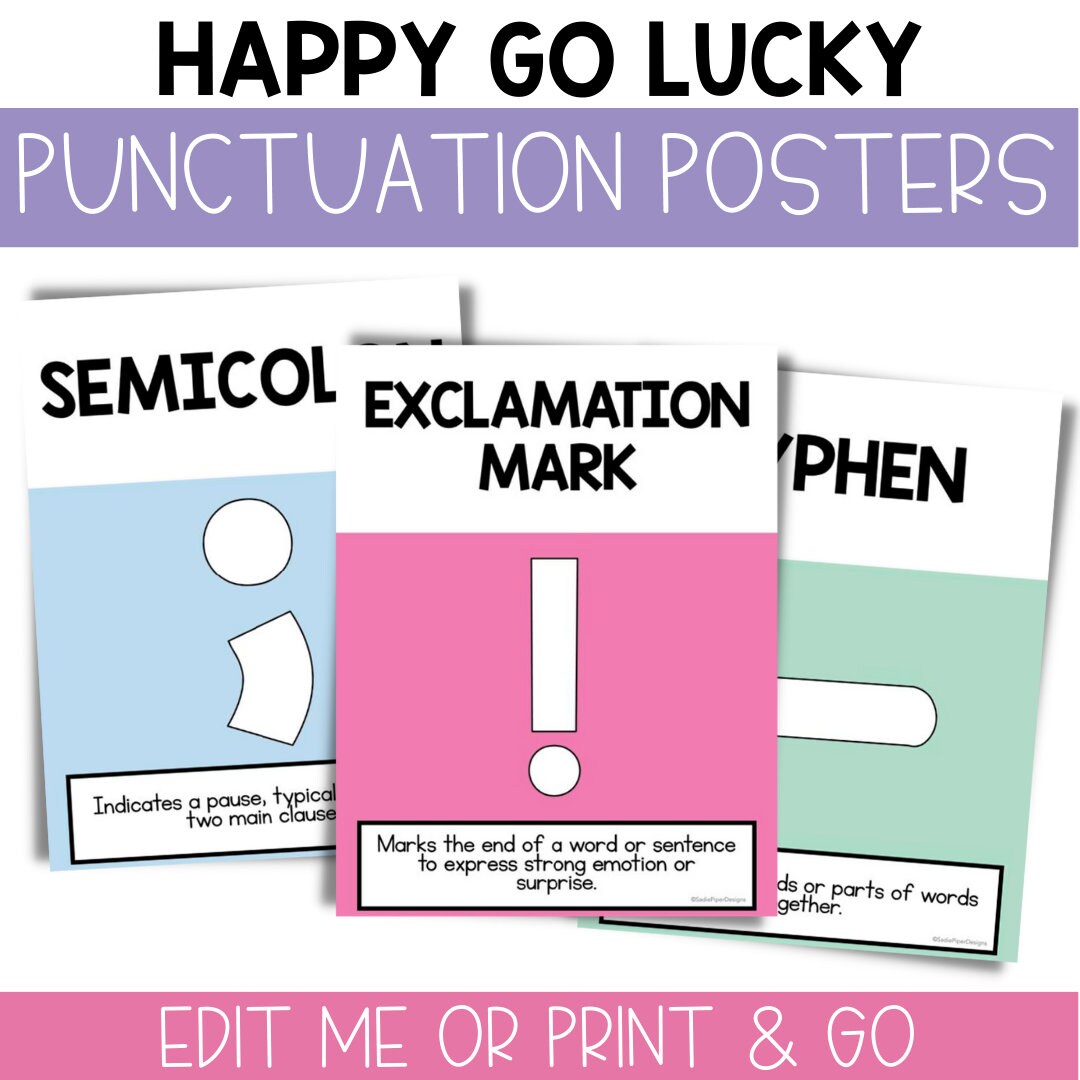 Punctuation Posters, English Posters, ELA Educational Posters, Language ...
