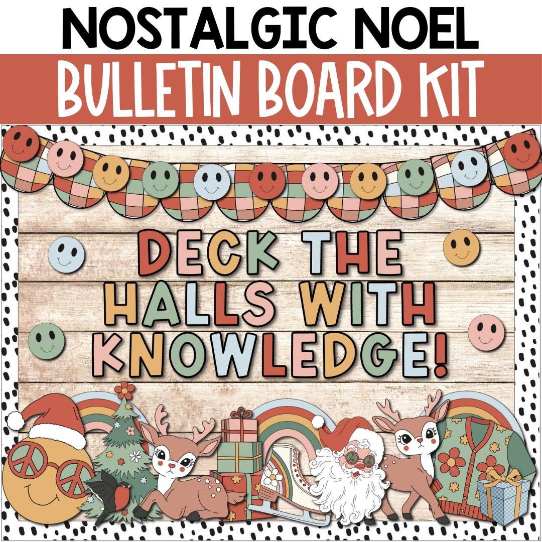 Retro Groovy Christmas Bulletin Board, Winter Classroom Decor, Vintage ...