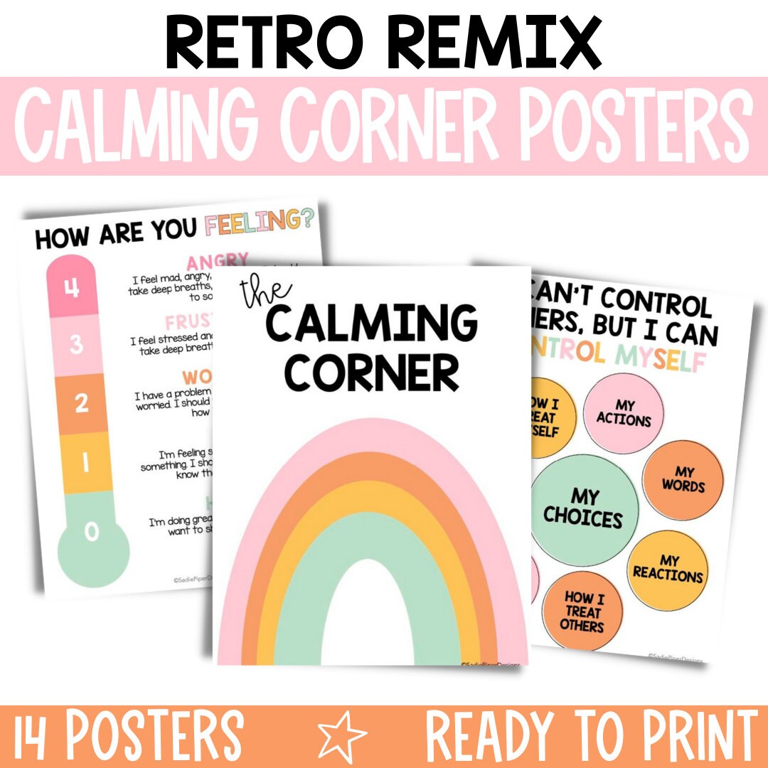 Calming Corner Classroom Retro Calm Down Printable Decor Wall Art ...