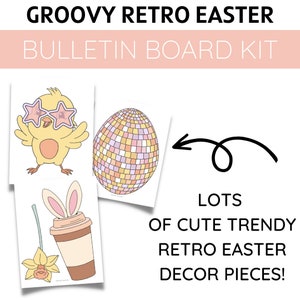 Groovy Retro Easter Bulletin Board Kit, Spring Bulletin Board Kit ...