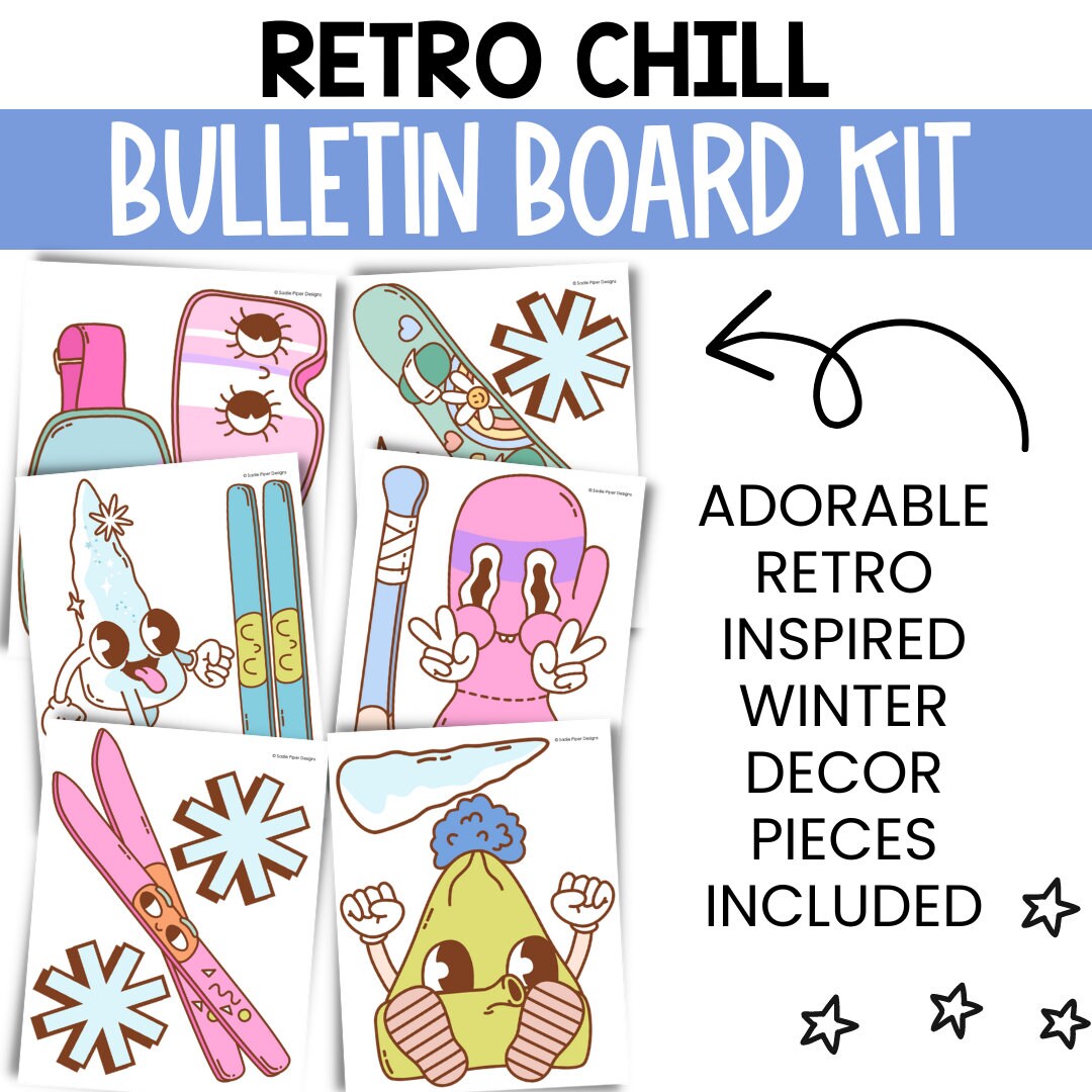 Retro Groovy Winter Bulletin Board Decor, Retro Christmas Bulletin ...