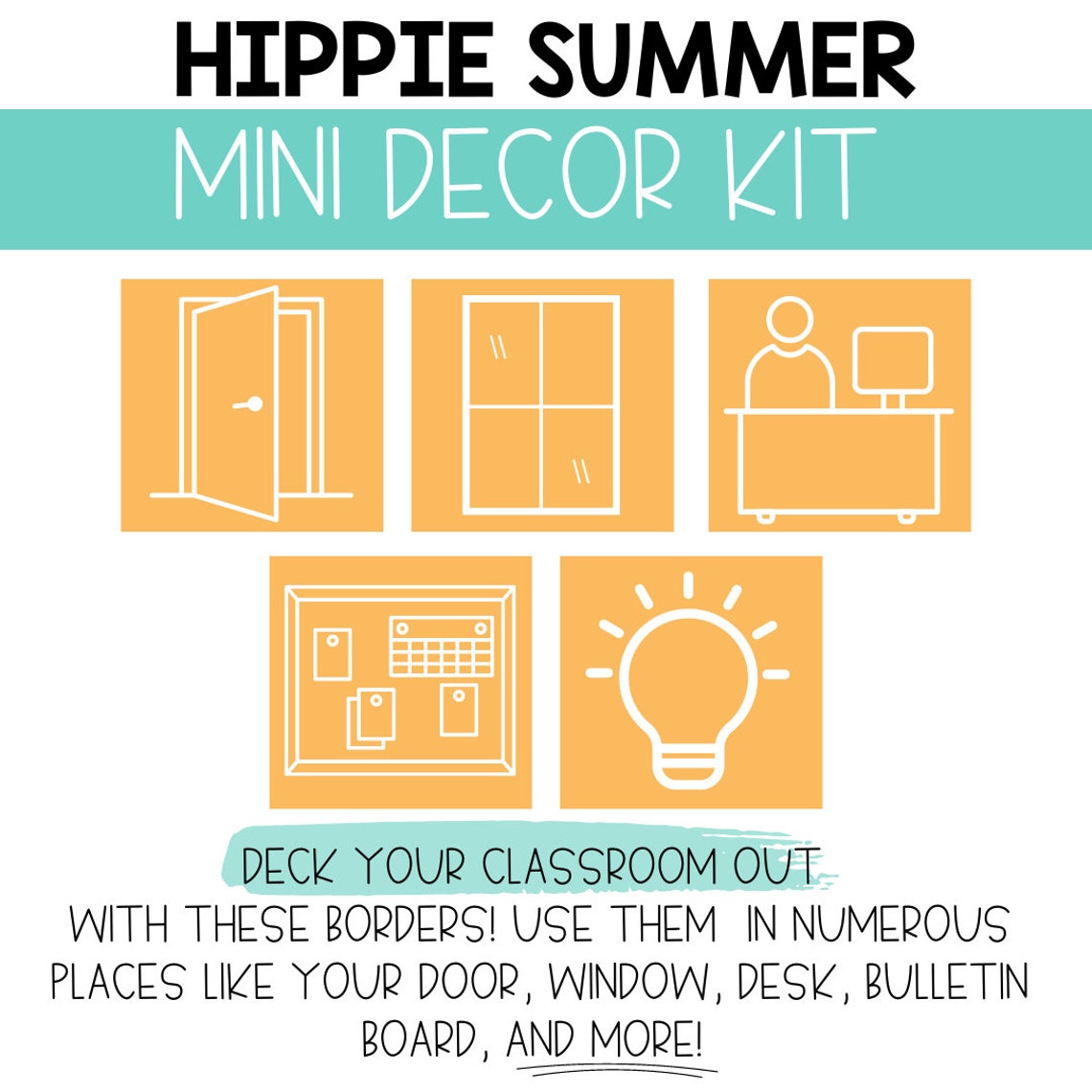 Retro Groovy Summer Mini Decor Kit, Retro Classroom Decor, Groovy ...