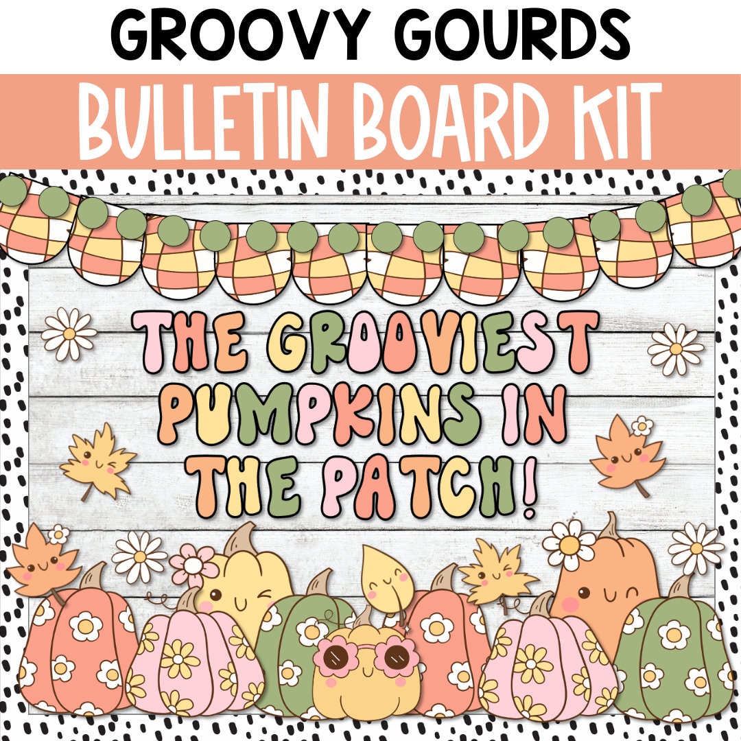 Groovy Fall Bulletin Board Decor, Retro Fall Bulletin Board, Fall ...
