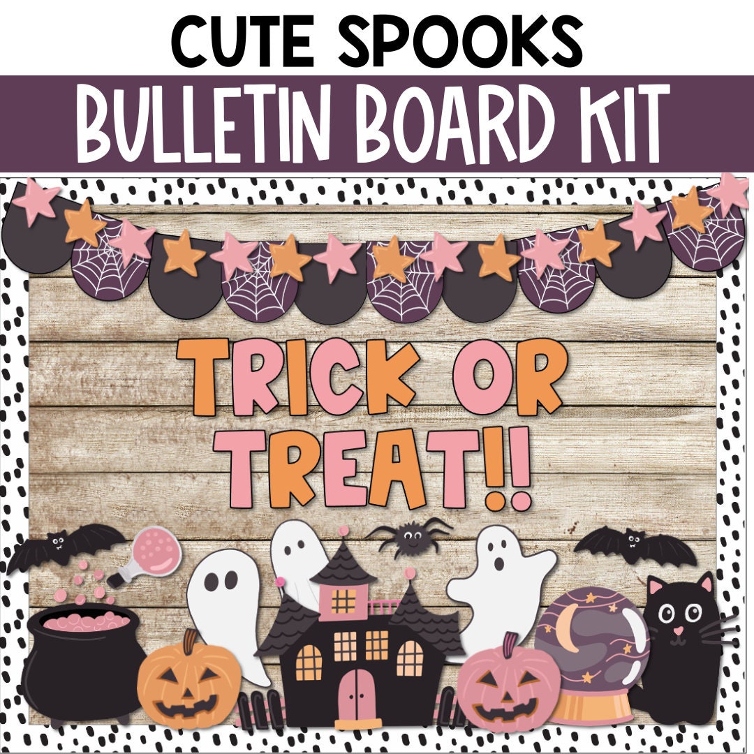 Halloween Bulletin Board Decor, Pink Halloween Bulletin Board ...