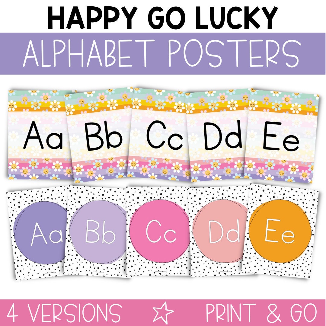 Happy Go Lucky Alphabet Posters, Printable Classroom Decor, Instant ...