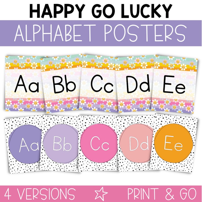 Happy Go Lucky Alphabet Posters, Printable Classroom Decor, Instant ...