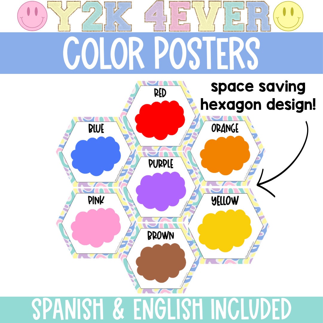 Color Posters for Classroom, Spanish Color Posters for Classroom, Dual ...