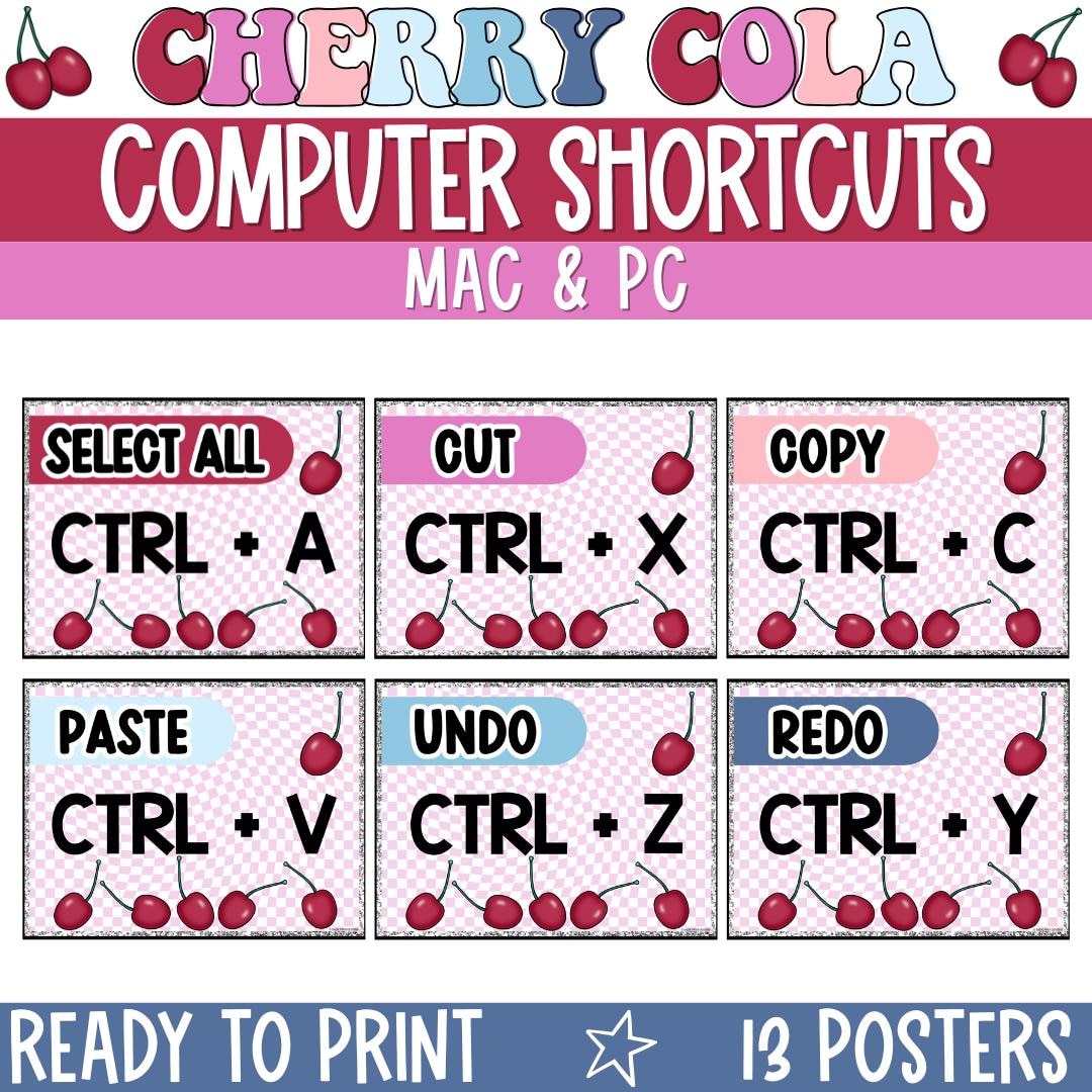 Keyboard Shortcut Posters, Computer Lab Posters, STEM Posters, Learning ...