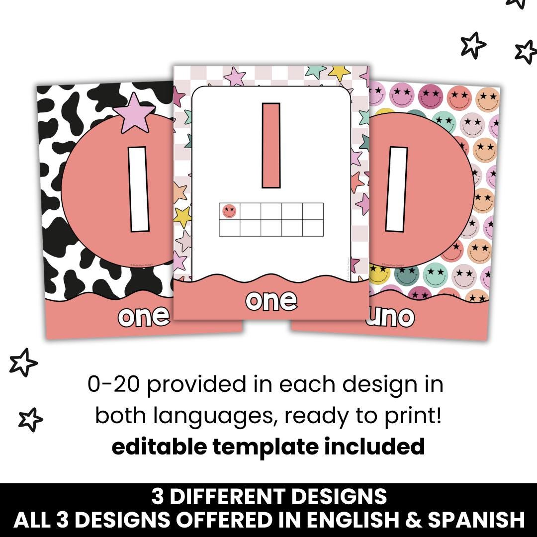 Retro Number Posters, Number Posters With Ten Frames, Ten Frame Number ...