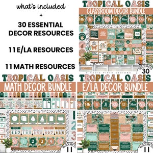 Printable Tropical Classroom Decor Set, Plant Themed Classroom ...