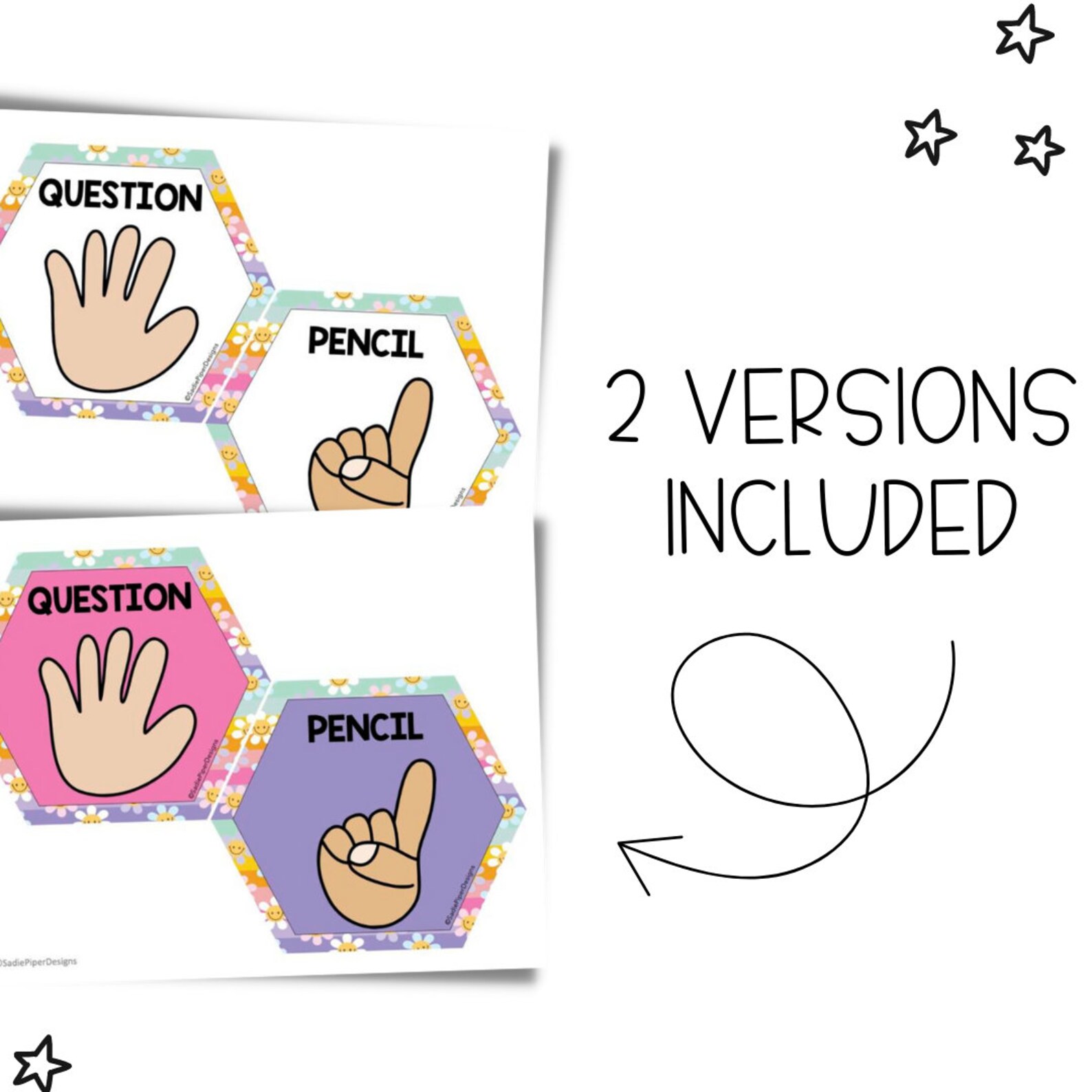 Editable Hand Signal Posters, Retro Hand Signal Posters, Bright Hand ...