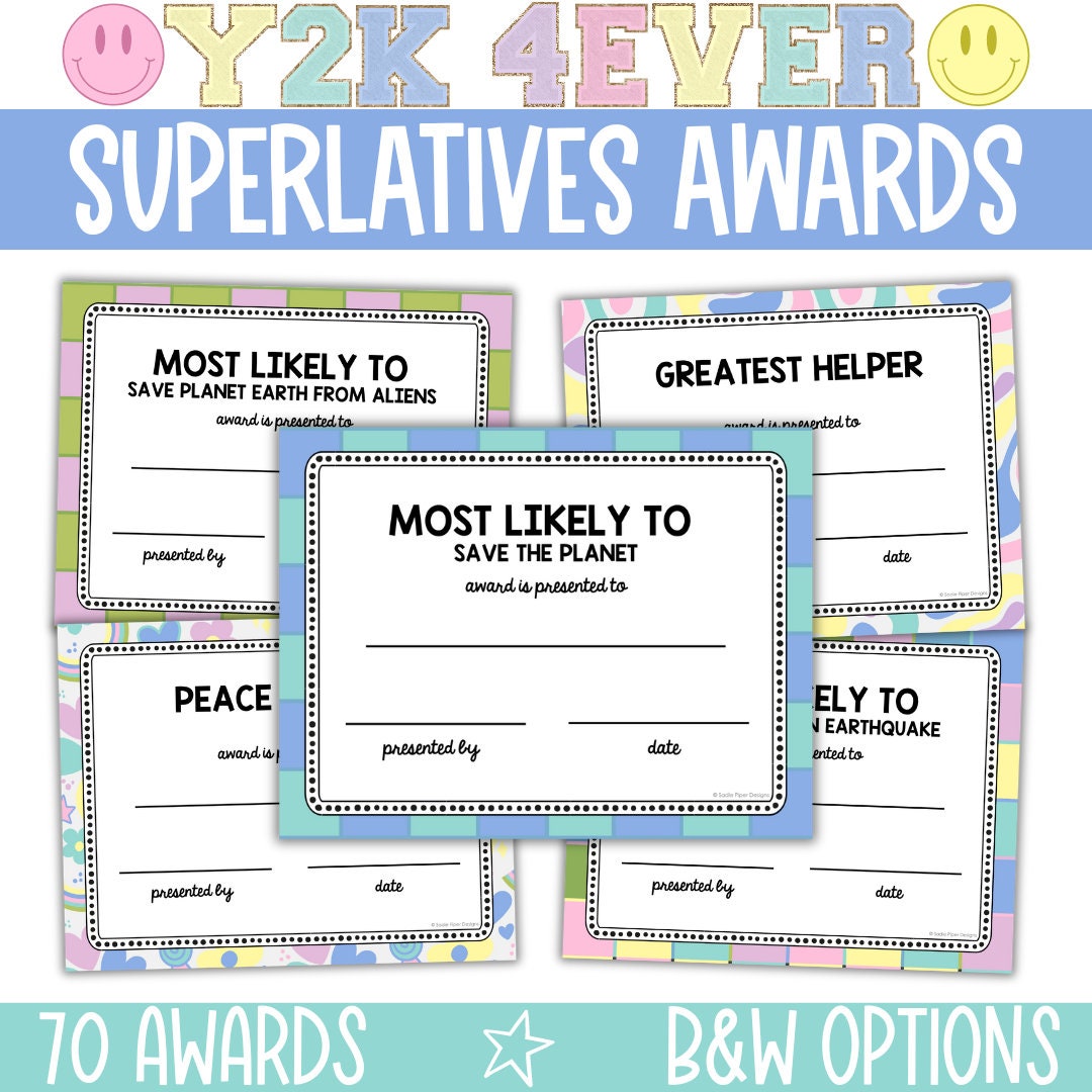 Superlative Awards for End of the Year, Award Certificates for ...