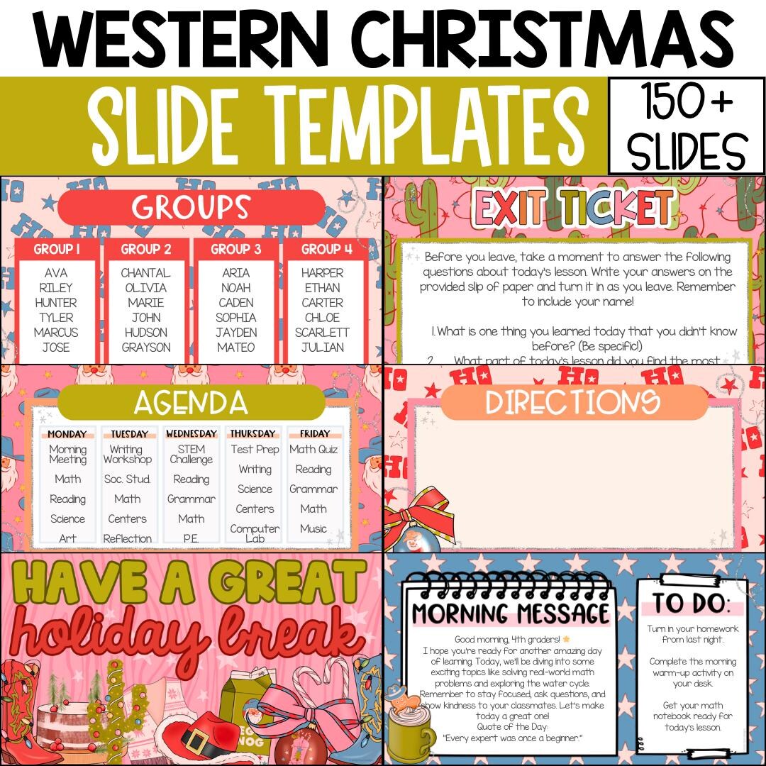 Western Christmas Slide Templates for Classroom, Groovy Slides ...