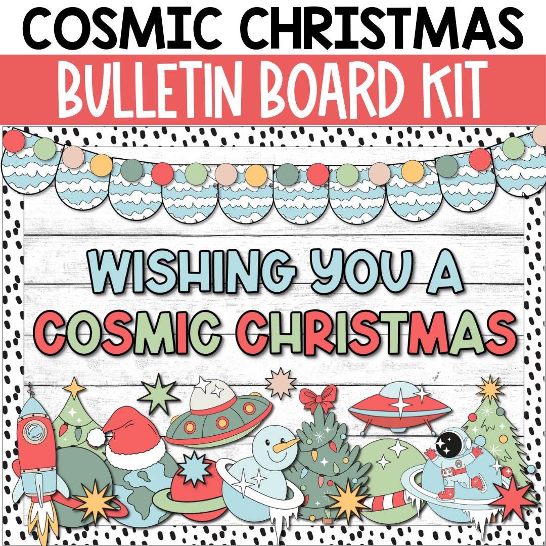 Outer Space Christmas Bulletin Board, Alien Winter Classroom Decor ...