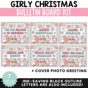 Pink Coquette Christmas Bulletin Board, Girly Winter Classroom Decor ...