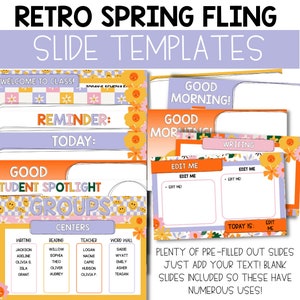 Retro Spring Fling Slide Templates, Spring Bulletin Board Kit ...