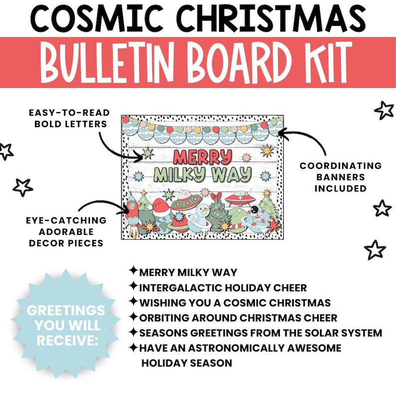Outer Space Christmas Bulletin Board, Alien Winter Classroom Decor ...