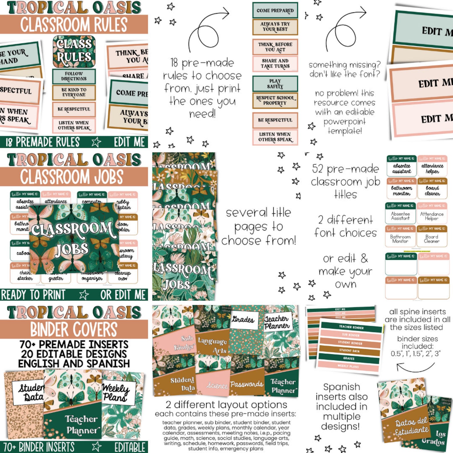 Printable Tropical Classroom Decor Set, Plant Themed Classroom ...
