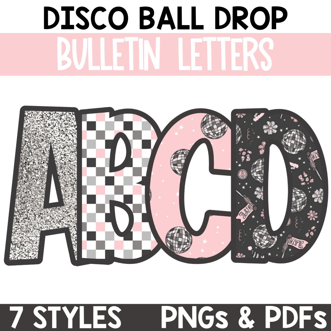 Disco Bulletin Board Letters, Letter Clipart, Printable Bulletin Board ...