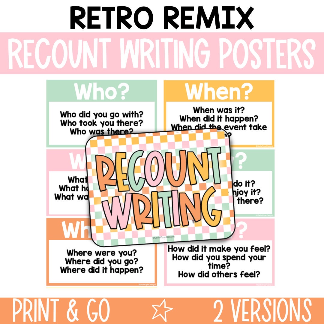 Recount Writing Posters, English Posters, ELA Educational Posters ...