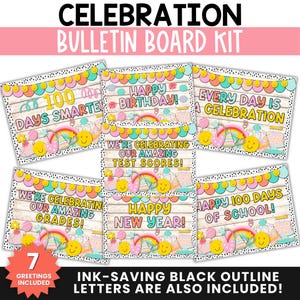100 Days of School Bulletin Board Celebration Classroom Decor Groovy ...