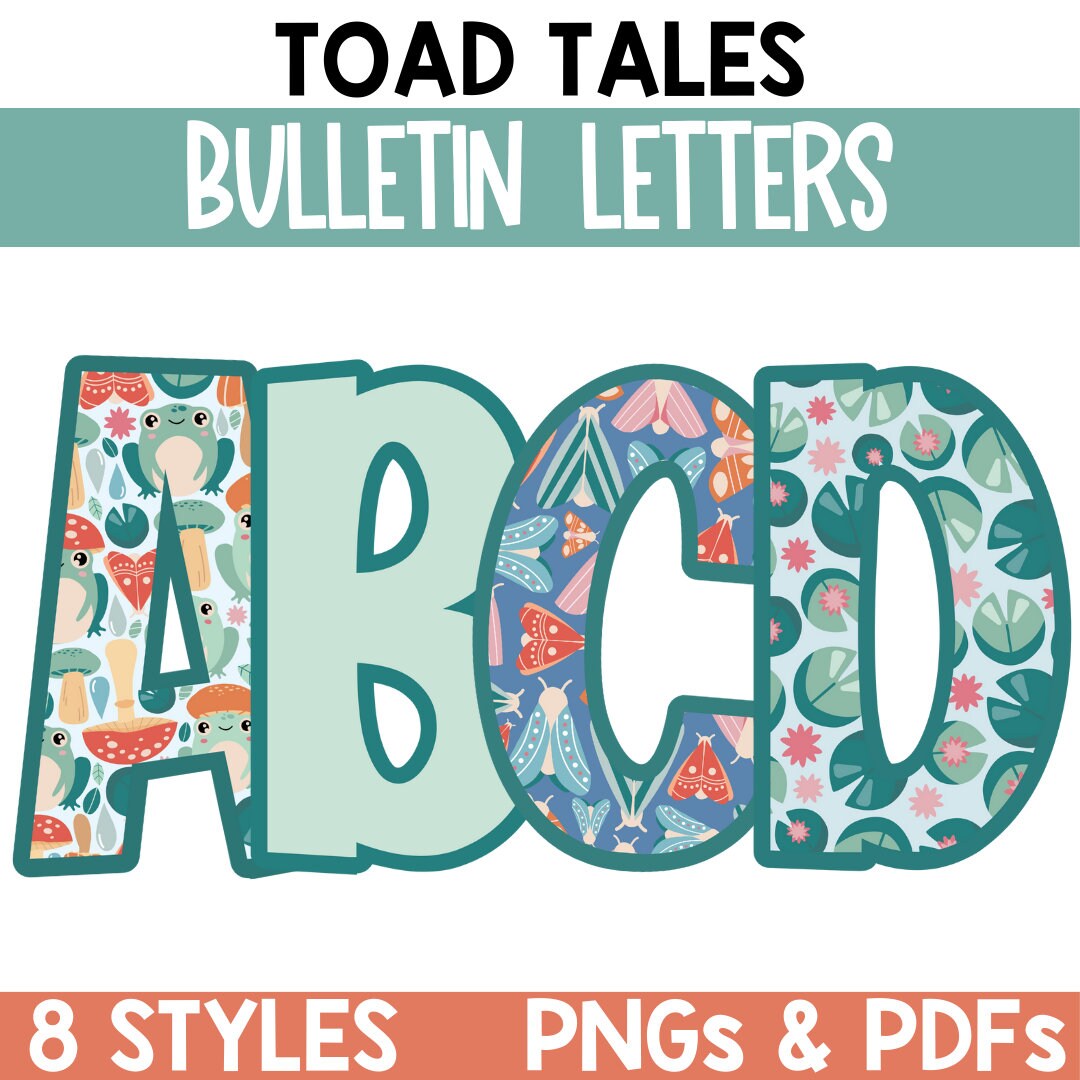 Spring Frog Bulletin Board Letters, Letter Clipart, Printable Bulletin ...