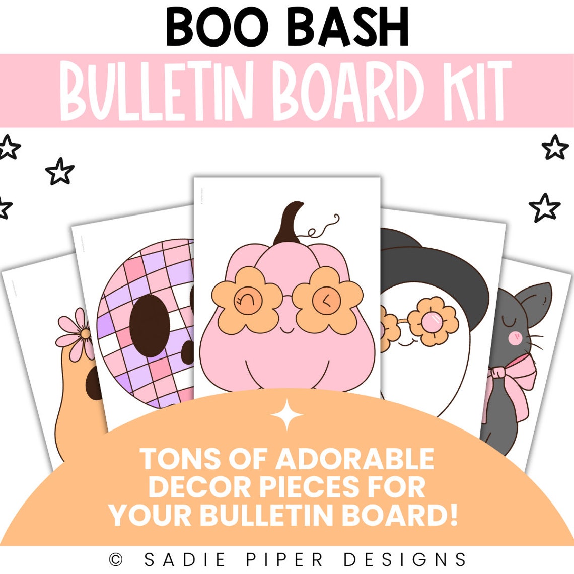 Halloween Bulletin Board Decor, Pink Halloween Bulletin Board ...