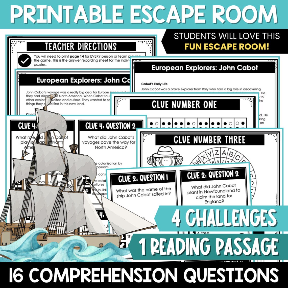 Social Studies Escape Room for Kids, Printable Party Game, Birthday ...