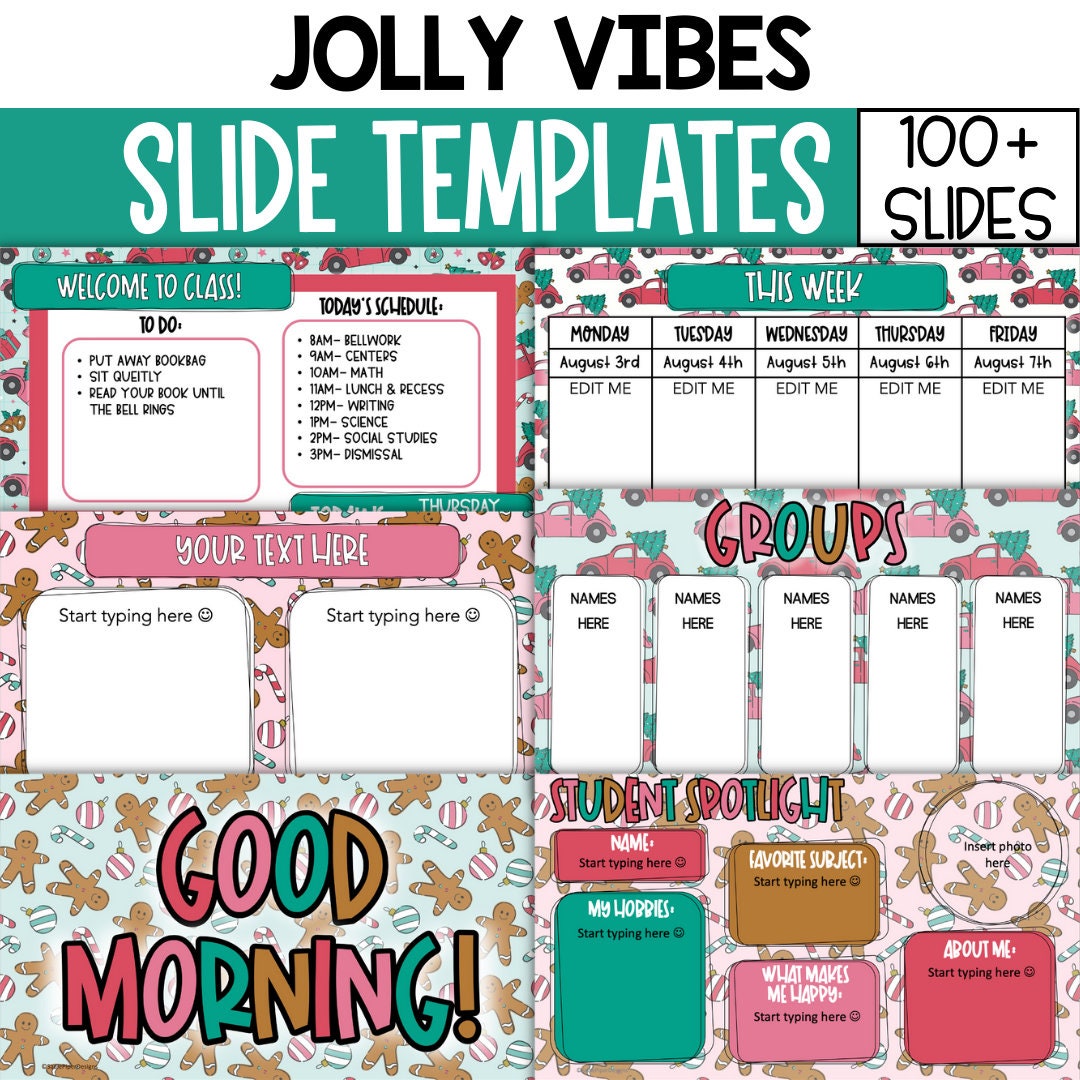 Christmas Slide Templates for Classroom, Holiday Slides Templates ...