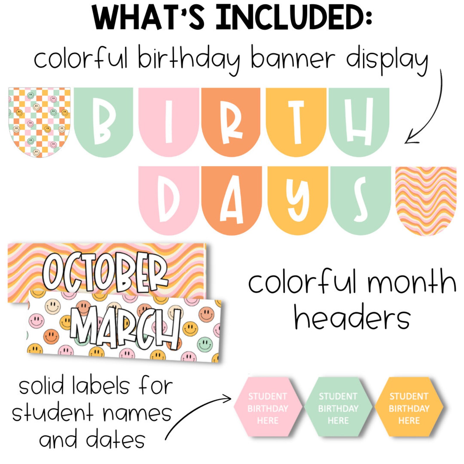 Birthday Display for Classroom, Bulletin Board Birthday Display ...
