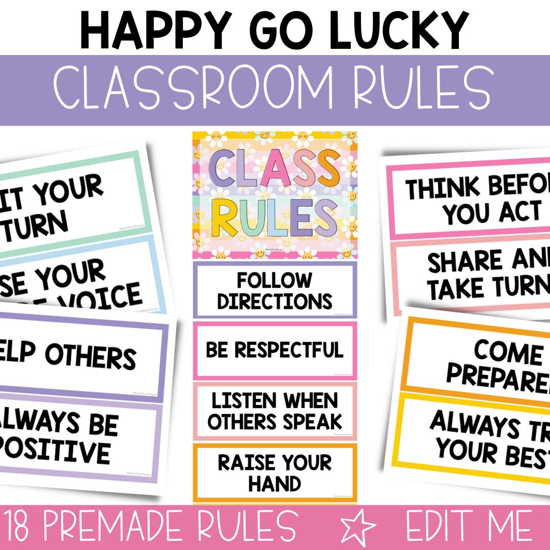 Retro Classroom Rules Display, Groovy Classroom Management Tools, Rule ...