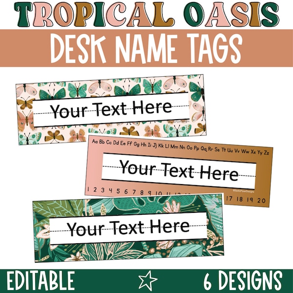 Tropical Name Tag - Etsy