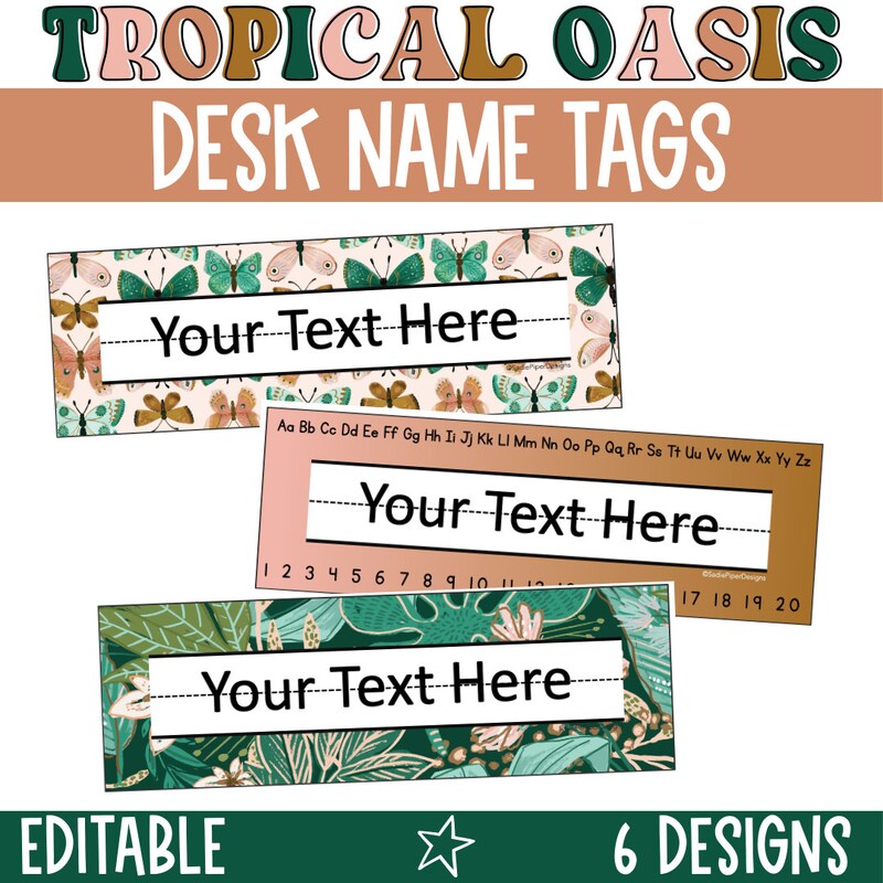 Tropical Name Tag - Etsy