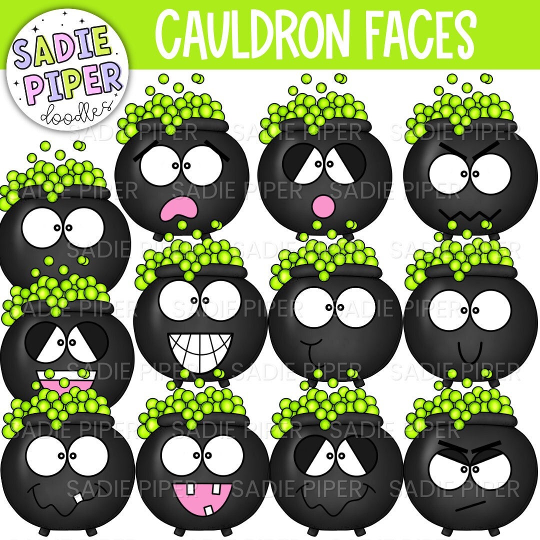 Cauldron Faces Clipart, Witch Clipart, Potion Clipart, Halloween ...