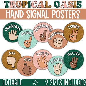 Editable Hand Signal Posters, Modern Hand Signal Posters, Boho Hand ...