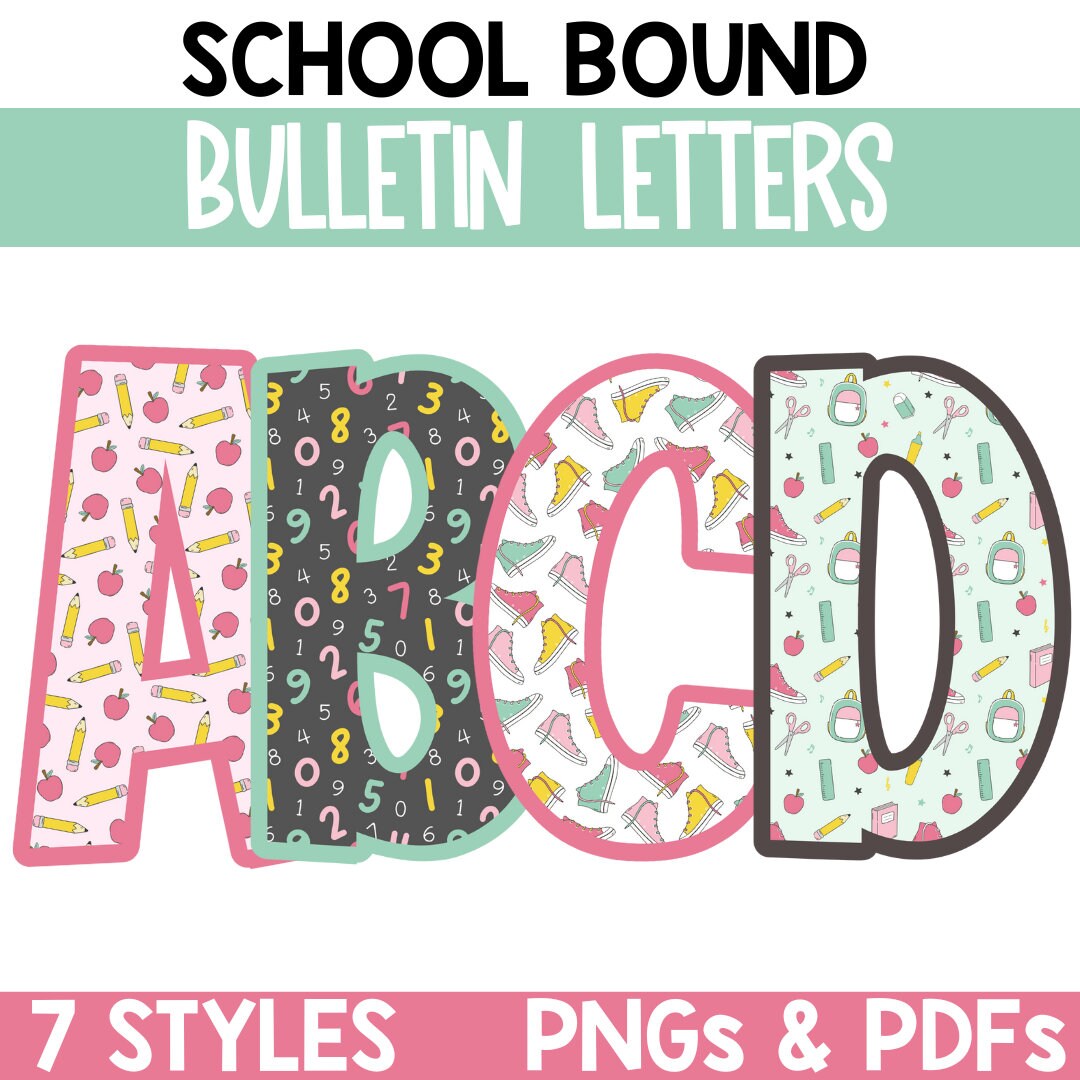 Back to School Bulletin Board Letters, Printable Bulletin Board Letters ...