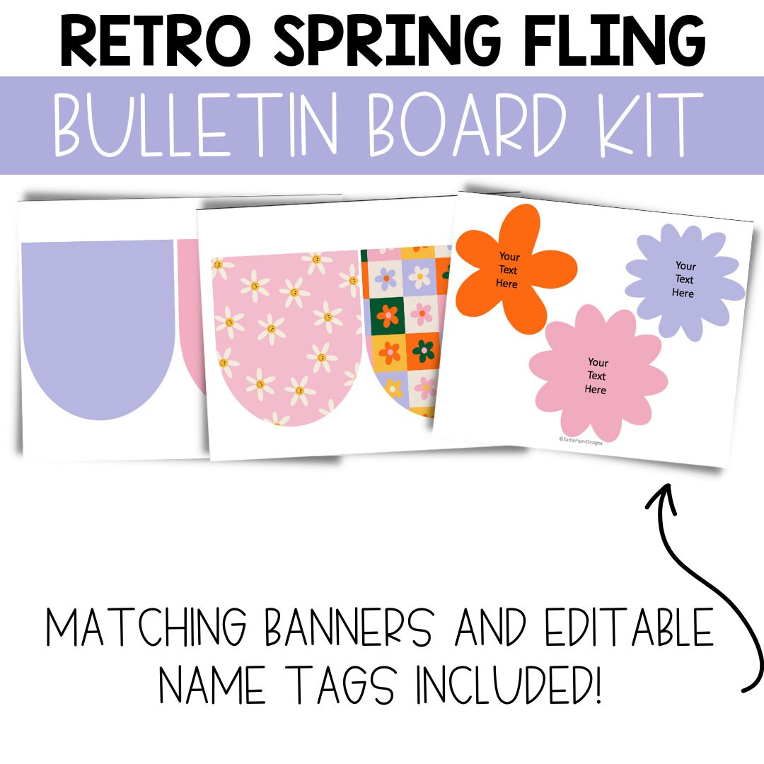 Groovy Retro Spring Easter Bulletin Board Kit, Spring Bulletin Board ...