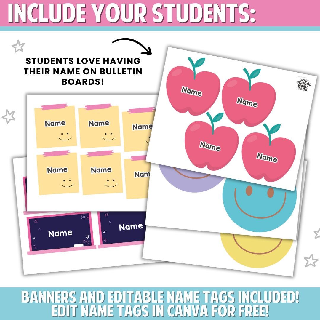 Smiley Face Back to School Bulletin Board Kit, Rainbow Open House ...