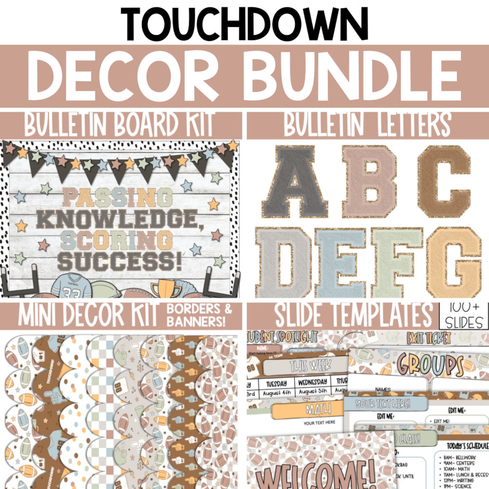 Football Fall Bulletin Board Decor, Sports Bulletin Board, Fall ...