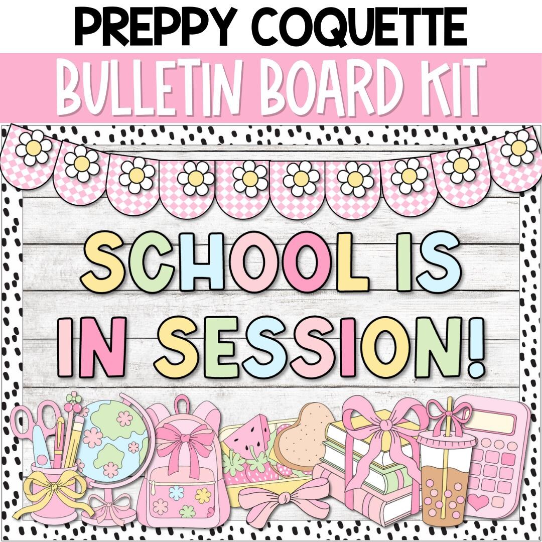 Coquette Pastel Back to School Bulletin Board Kit, Rainbow Open House ...